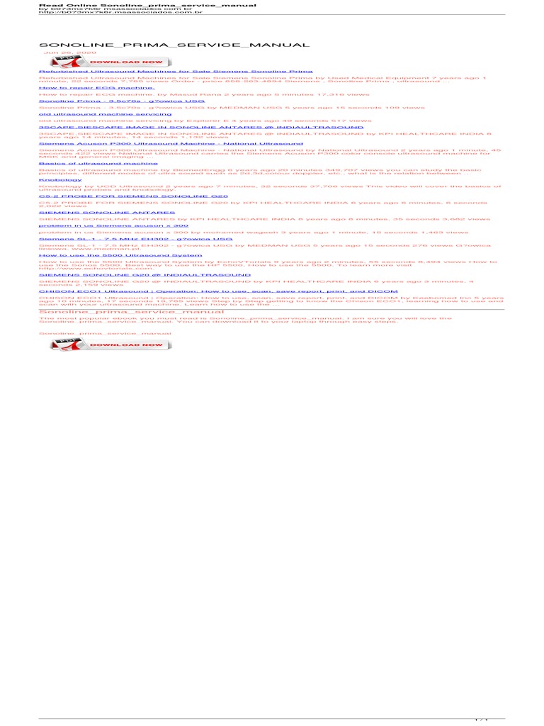 Siemens Sonoline Prima Service Manual | PDF | Technology & Engineering