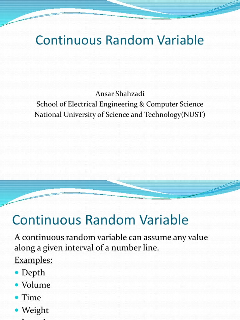 Continous Random Variable | PDF | Probability Distribution | Random Variable