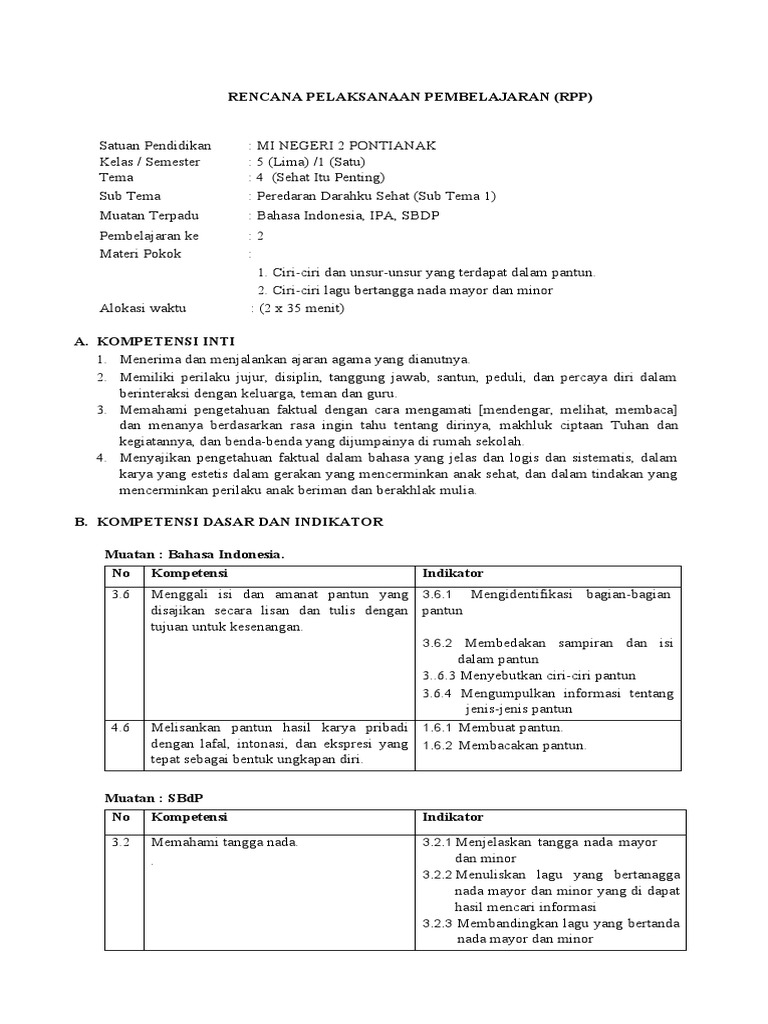 RPP 1 Hendro Sbdp-Bi | PDF