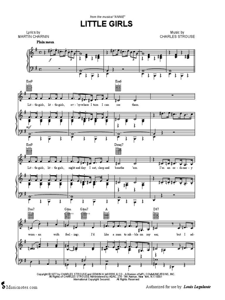 Little Girls: Music by Charles Strouse Lyrics by Martin Charnin | PDF