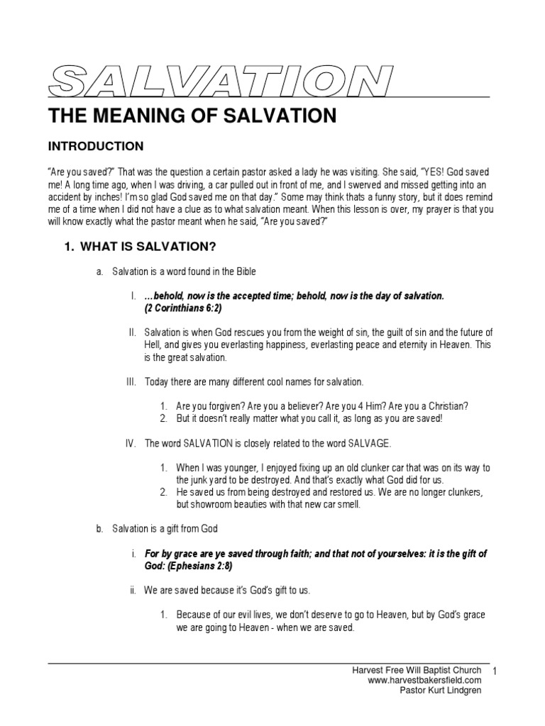 The Meaning of Salvation | Salvation | Grace In Christianity