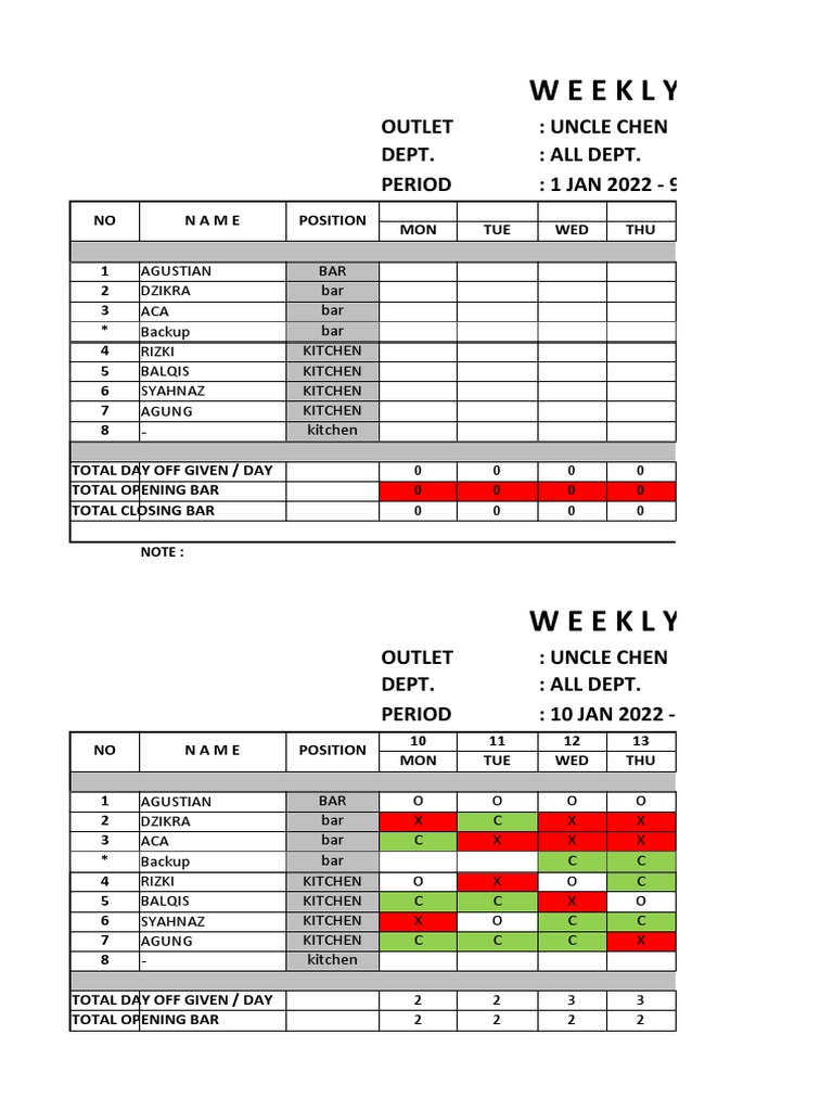 Schedule Uncle Januari 2022 (Ver1) | PDF