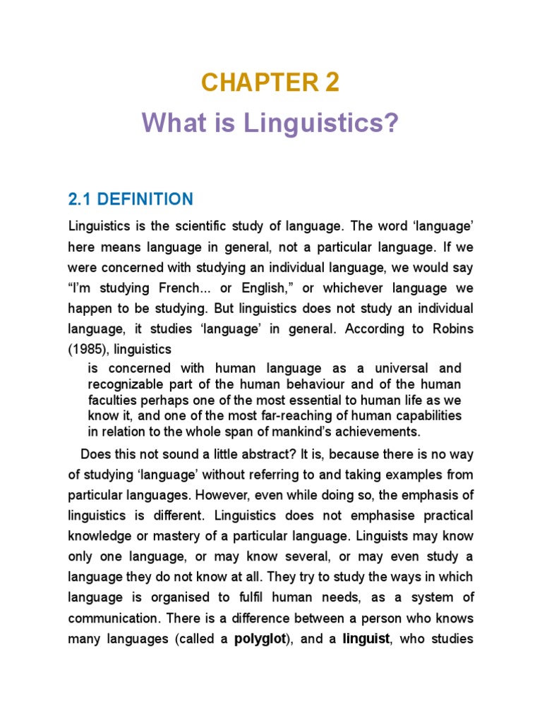 What Is Linguistics?: 2.1 Definition | PDF | Linguistics | Dialect
