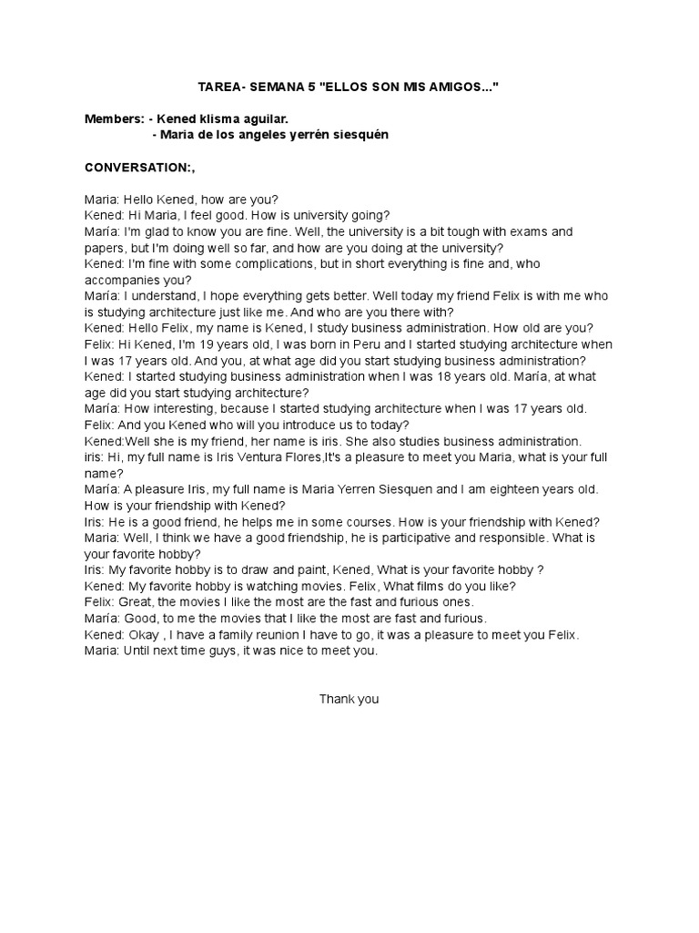 Tarea - Semana 5 - Ellos Son Mis Amigos | PDF