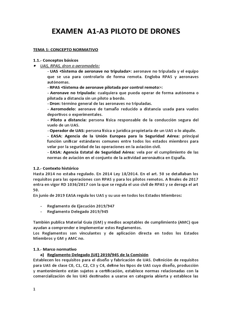 Tema 1 Piloto De Drones A1 A3 Pdf