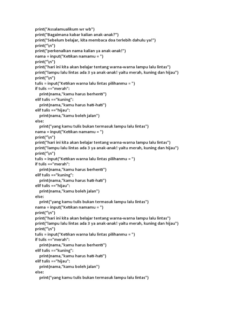 Contoh Coding PYTON | PDF | Seni & Disiplin Bahasa | Metode & Bahan Ajar