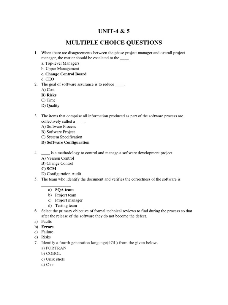 Software Configuration Management MCQs | PDF | Abstraction (Computer Science) | Version Control