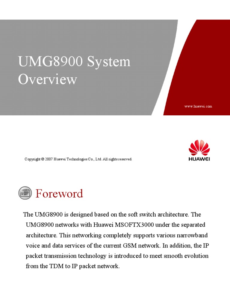 OWH007101 UMG8900 System Overview ISSUE 2.0 | PDF | Computer Network | Ip Multimedia Subsystem