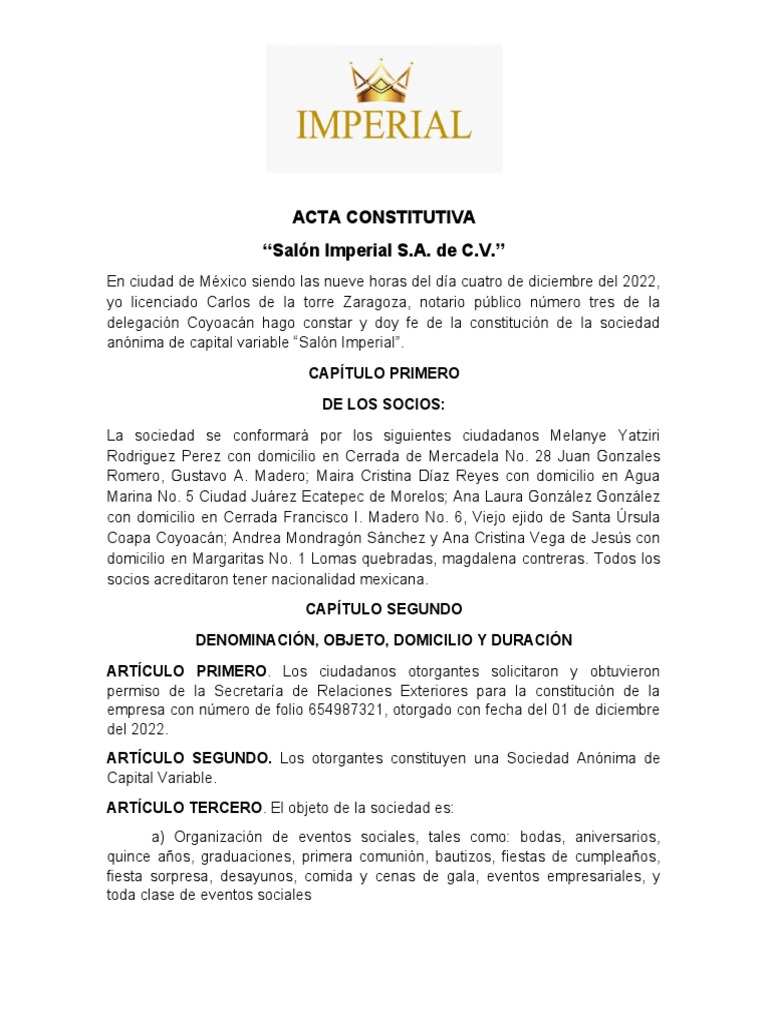 Acta Constitutiva | PDF