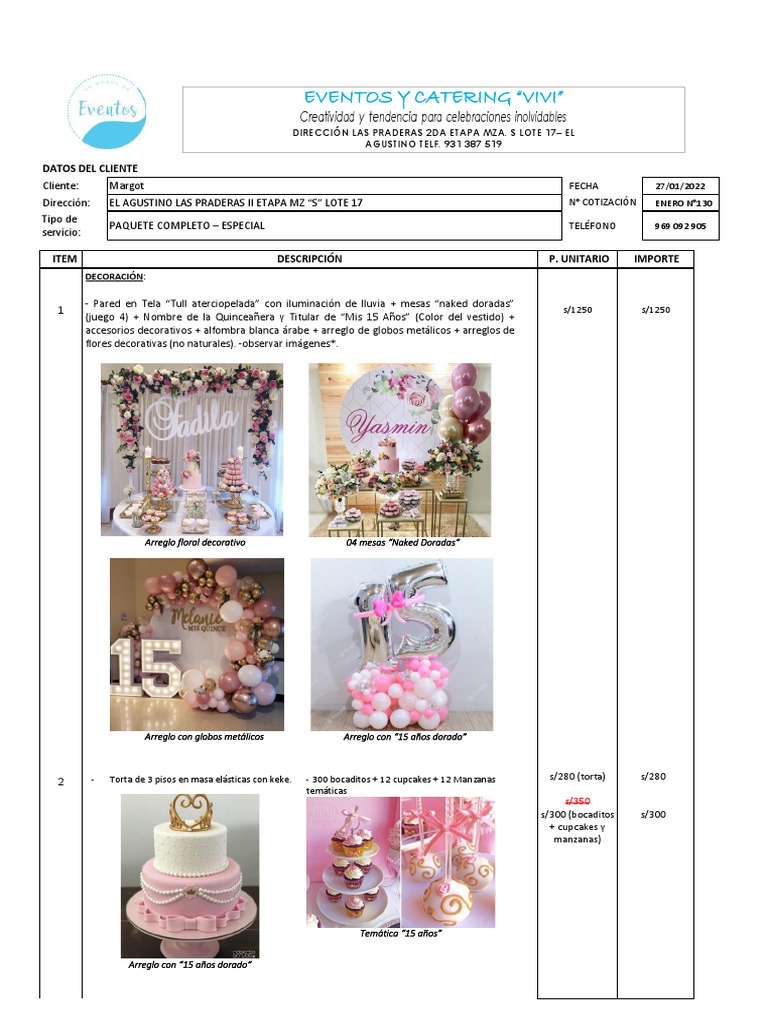 Proforma 15 Años - Margot | PDF