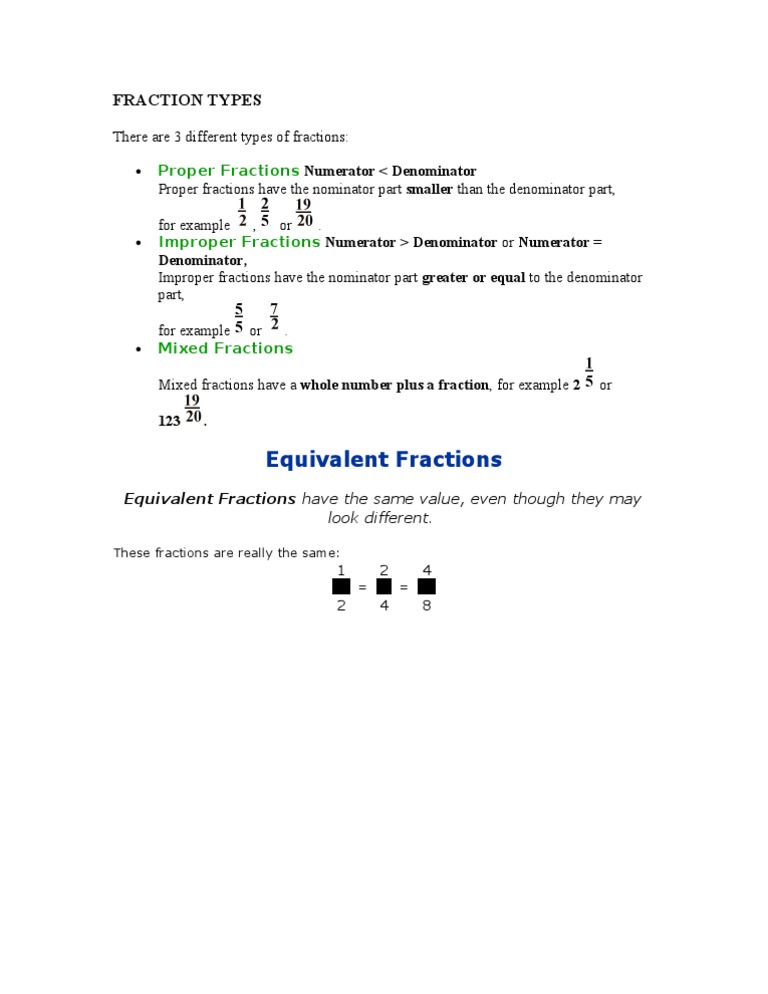 Types of Fractions Explained | PDF