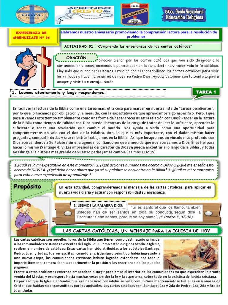 5TO ACTIVIDAD 01, Las Cartas Católicas | PDF | Iglesia Católica | Fe
