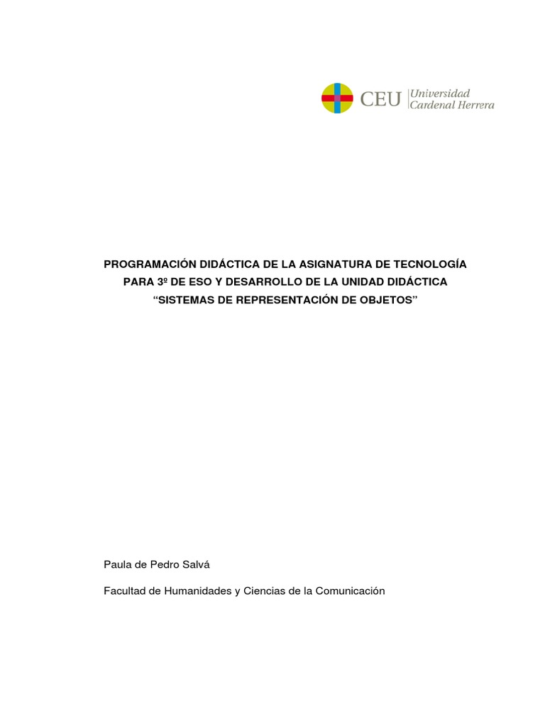 Programación Didáctica de La Asignatura de Tecnología para 3º de Eso Y Desarrollo de La Unidad ...