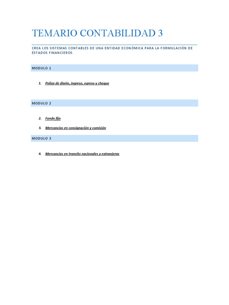 Temario Contabilidad 3 | PDF