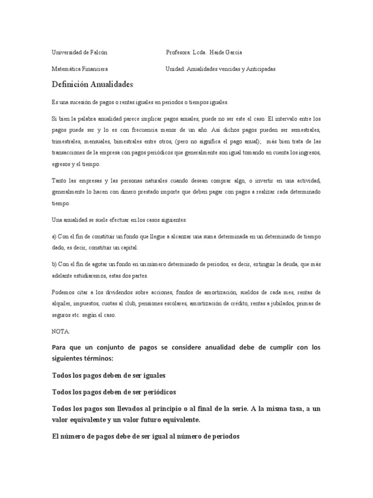 Guia Anualidades Adelantadas y Vencidas 2020 III | PDF | Interés ...