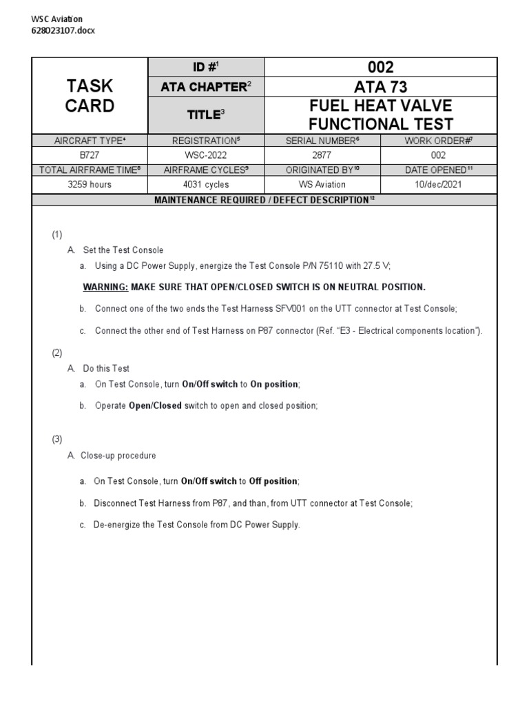 Task Card Electrical LRU 002 | PDF | Aeronautics | Transport