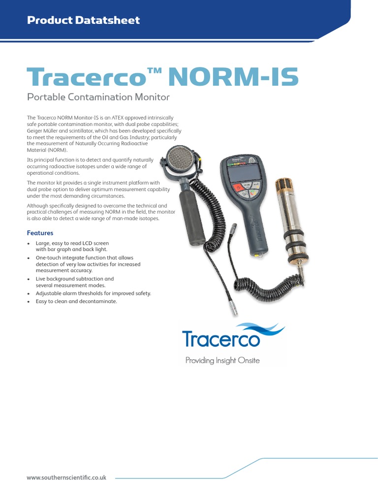 Tracerco NORM Monitor IS Datasheet EU Version 1.0.1590070888 | PDF