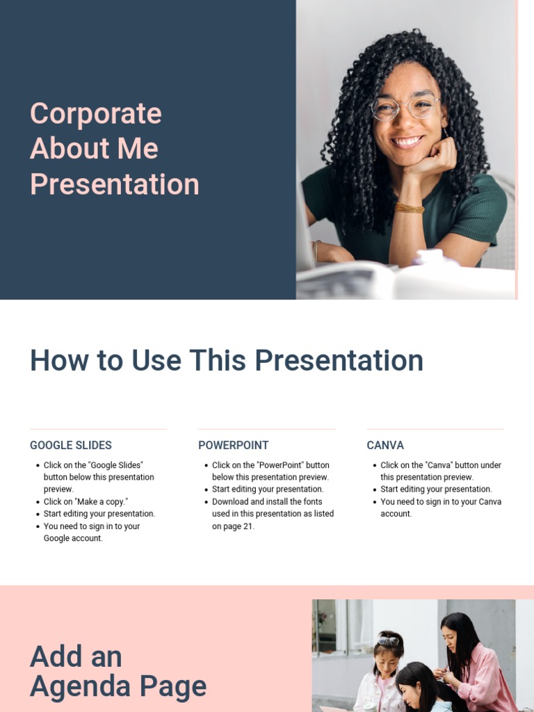 Dark Blue and Pink Simple and Basic Corporate About Me Creative ...