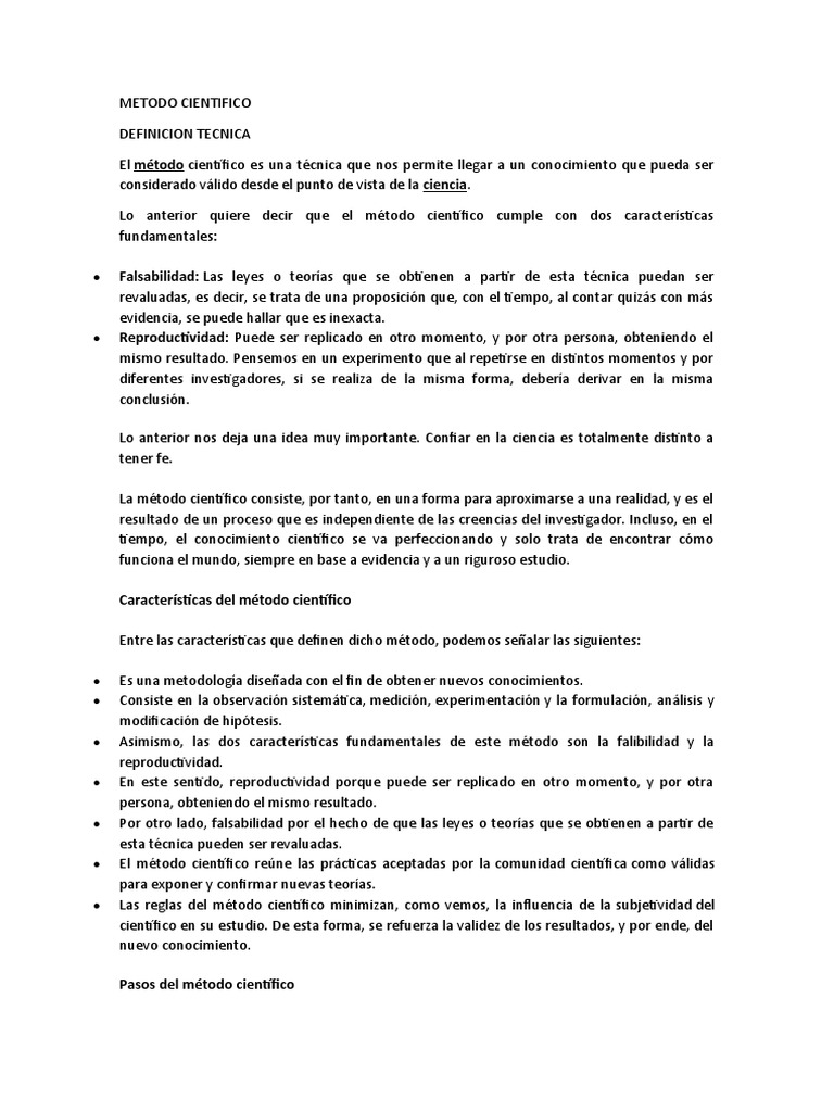 Definición y Pasos del Método Científico | PDF | Método científico | Teoría