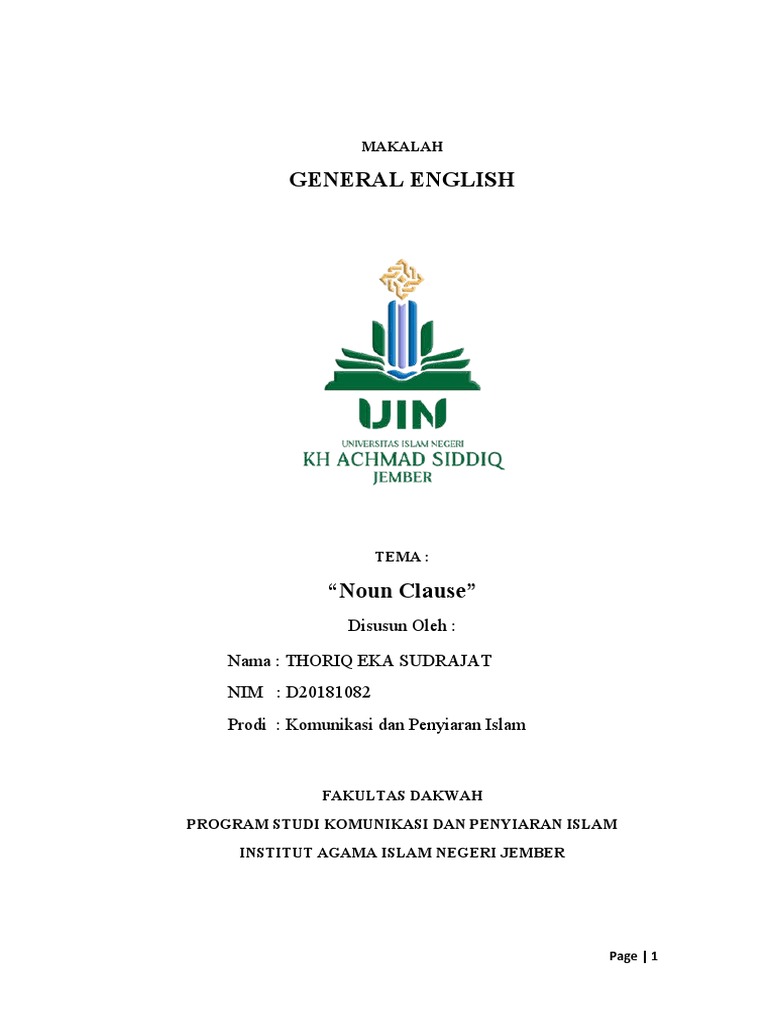 Pengertian dan Fungsi Noun Clause | PDF | Seni & Disiplin Bahasa