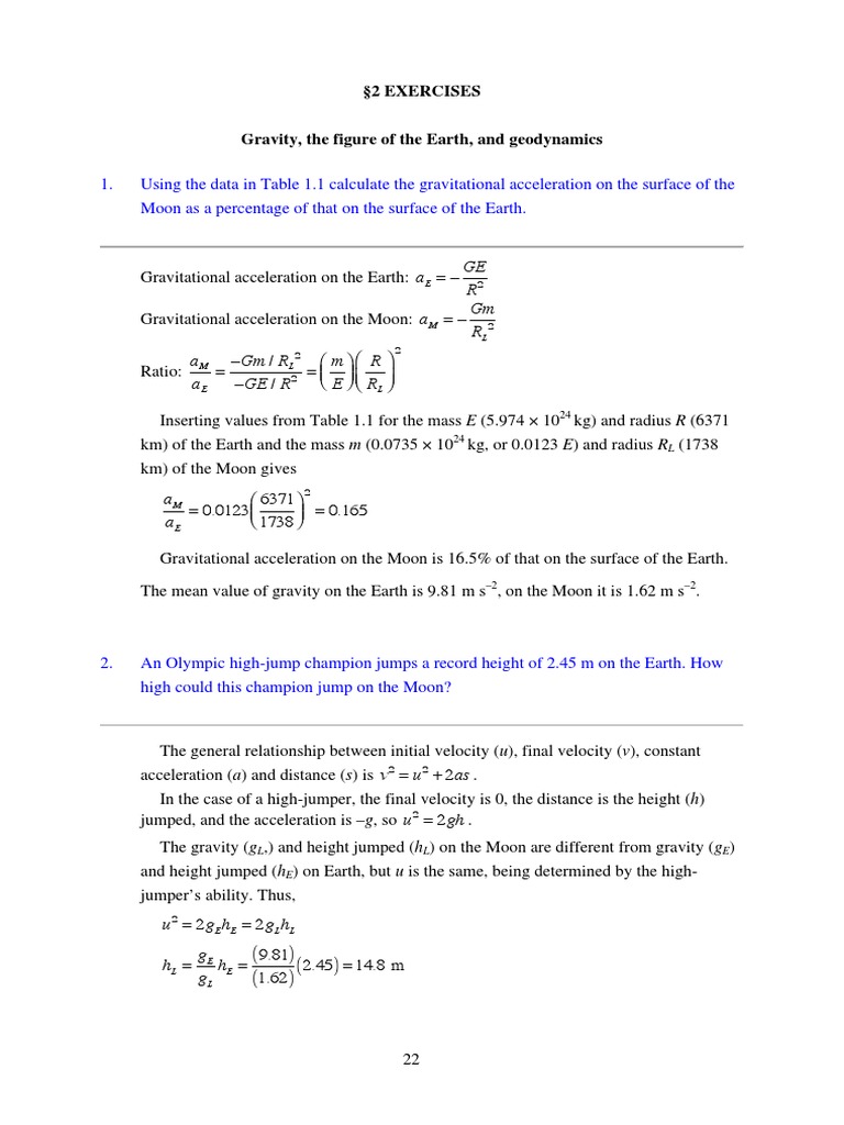 2 Gravity Exercises | PDF