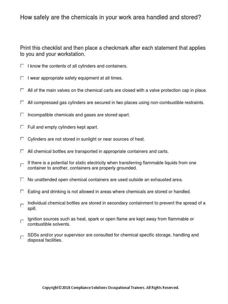 How Safely Are Your Chemicals Stored | PDF | Wellness | Technology ...