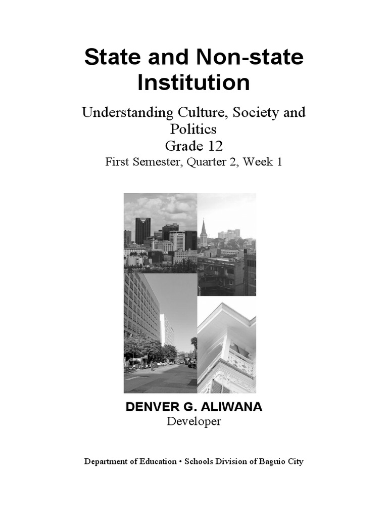 UCSP Q2 - W1 - State and Non State Institutions Edited For Printing | PDF | Cooperative | Business
