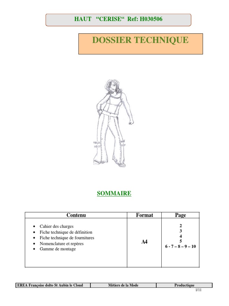 Dossier Technique | PDF | Couture | Mode