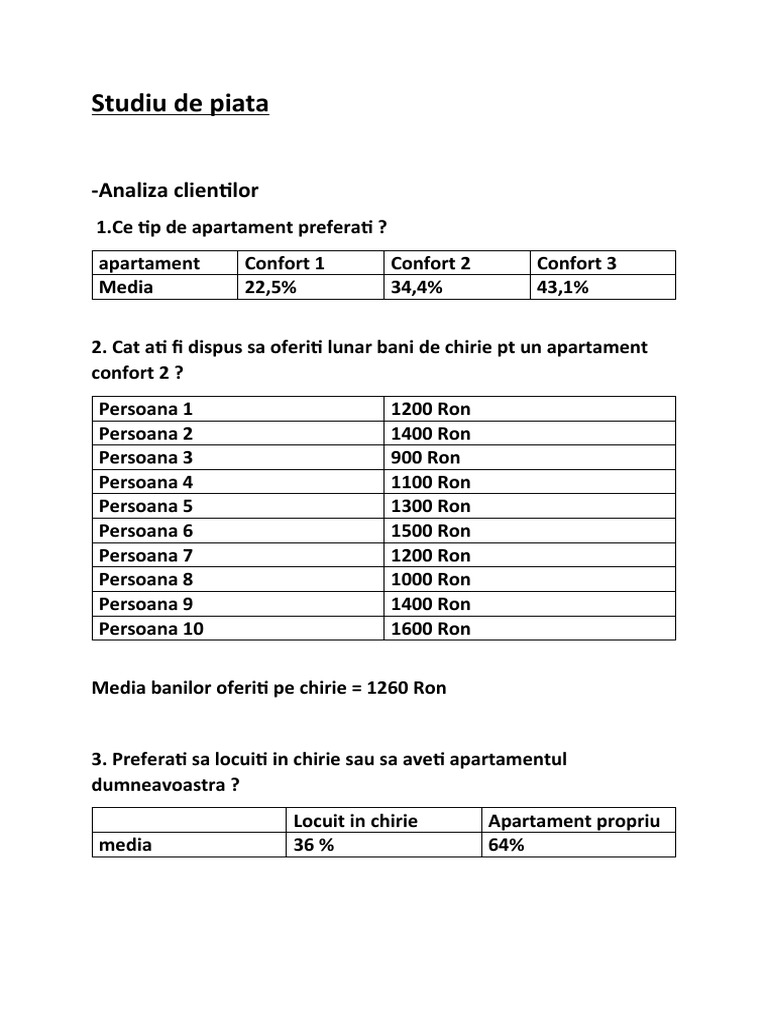Studiu de Piata - Proiect Cls A 10 A G | PDF