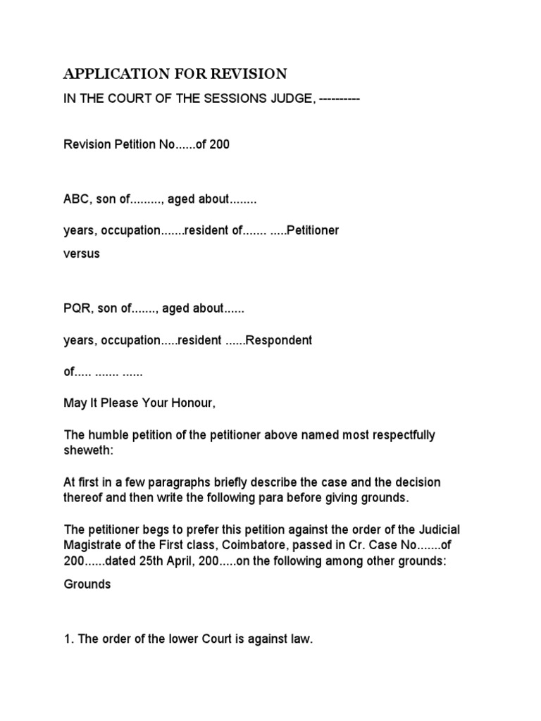 Application For Revision | PDF | Magistrate | Complaint