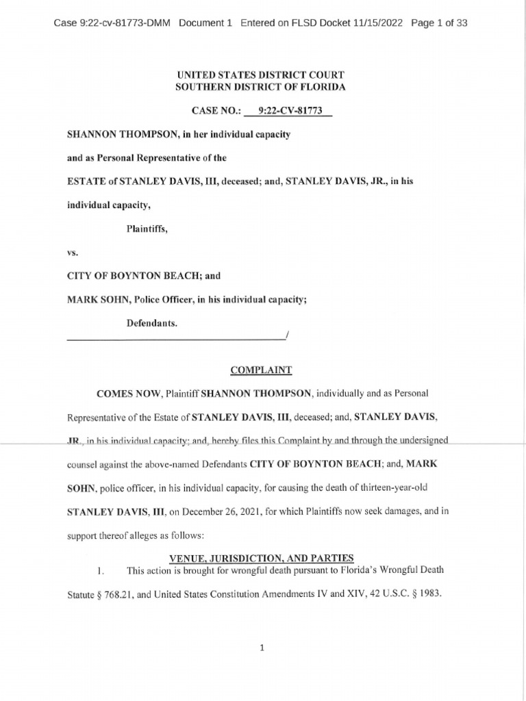 Stanley Davis III Lawsuit | PDF