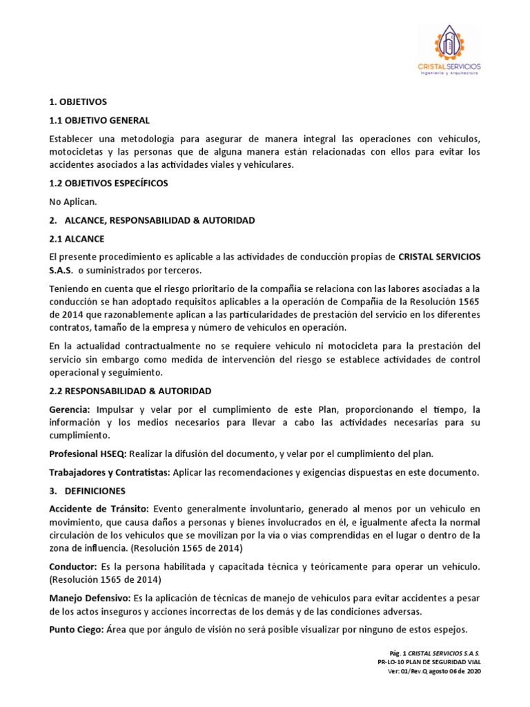 Pr-Lo-10 Plan de Seguridad Vial | PDF Pr-Lo-10 Plan de Seguridad Vial | PDF