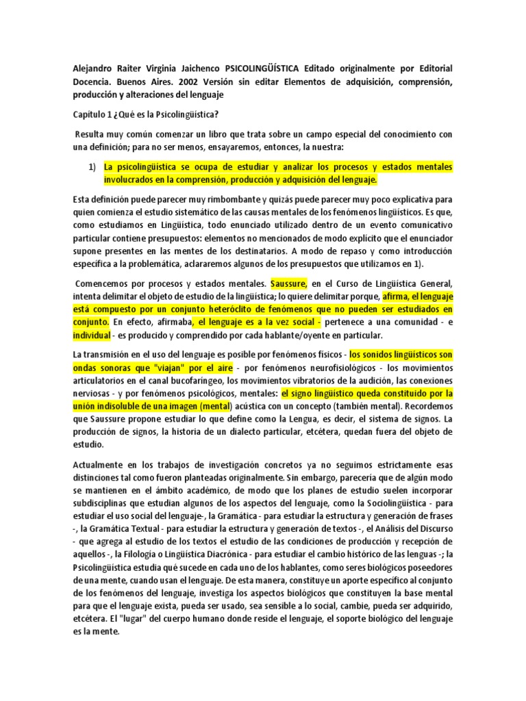 Alejandro Raiter Virginia Jaichenco PSICOLINGÜÍSTICA Editado ...