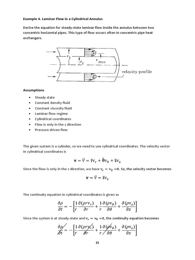 CHE 330 Example for Annulus Flow | PDF | Fluid Dynamics | Continuum ...