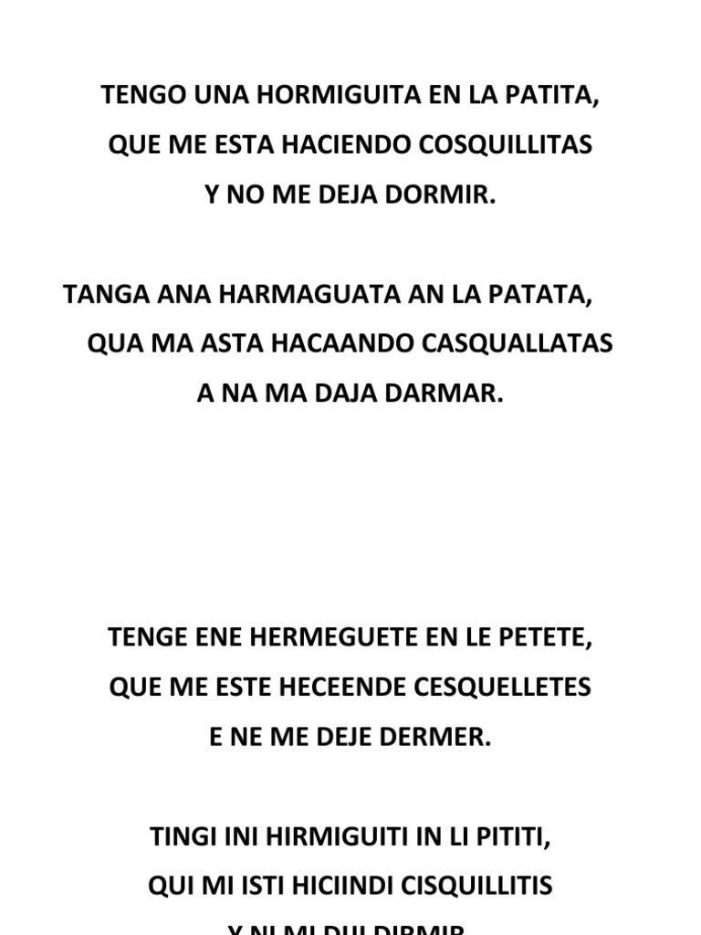 Tengo Una Hormiguita en La Patita | PDF