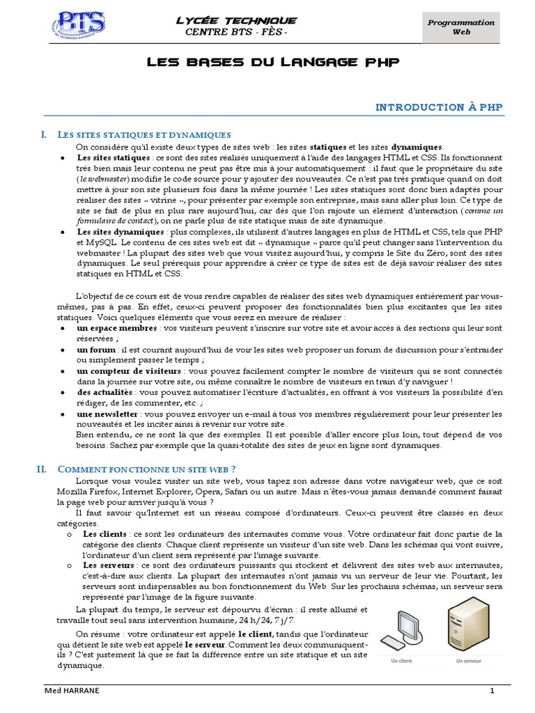 Les Bases de PHP | PDF