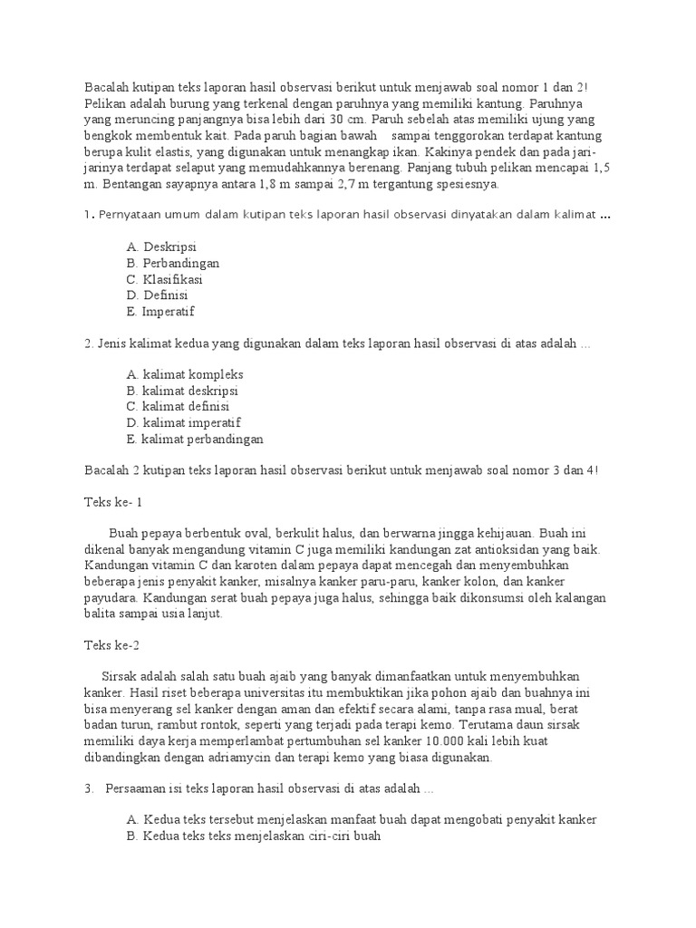 Contoh Soal Teks LHO | PDF