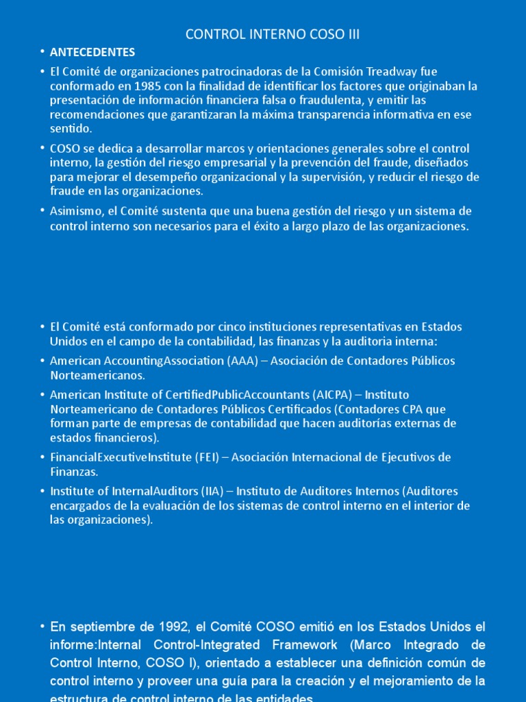 Control Interno COSO III | PDF | Evaluación | Auditoría
