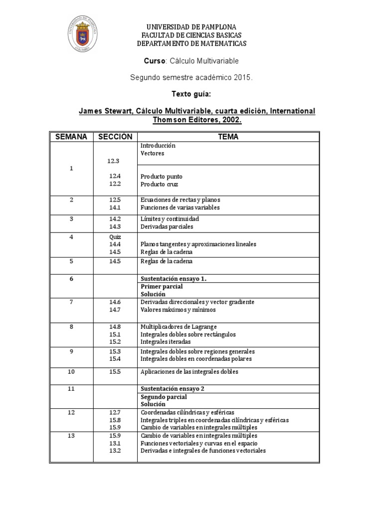 Cálculo Multivariable 2015 | PDF | Integral | Cálculo multivariable Cálculo Multivariable 2015 | PDF | Integral | Cálculo multivariable