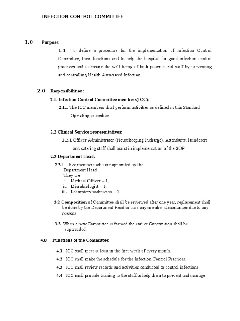 Infection Control Committee Overview | PDF | Infection Control | Medicine