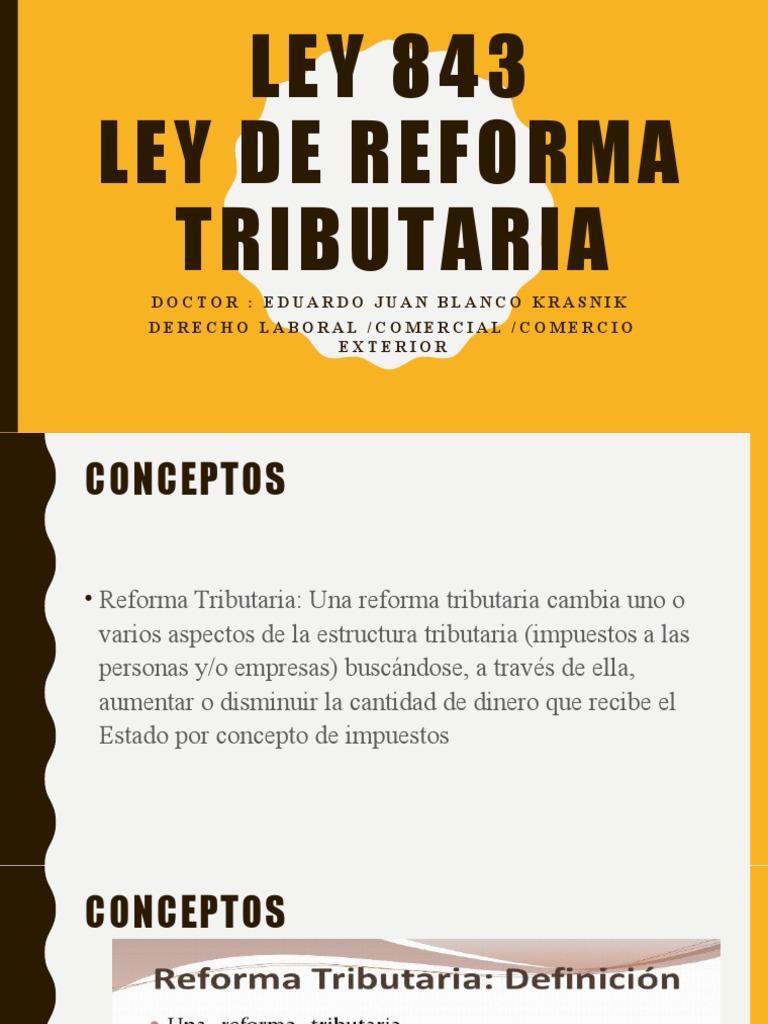 Ley 843 Presentacion Final 2020 | PDF | Impuesto al valor agregado | Impuestos