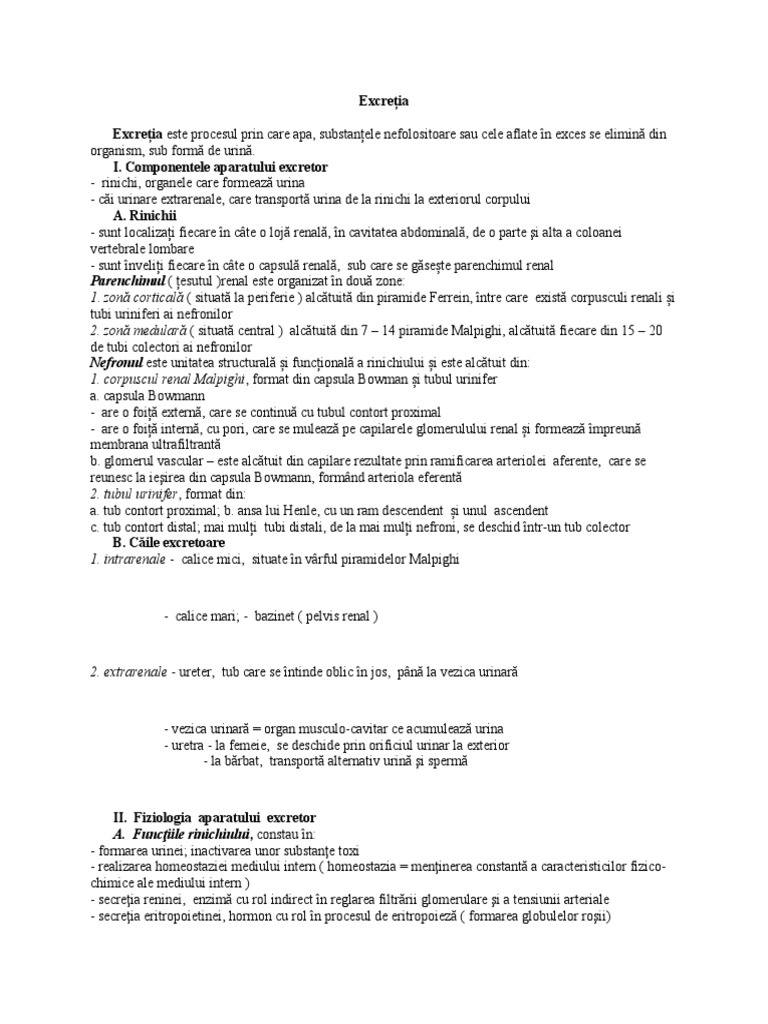 Lectia 8 - Excretia | PDF