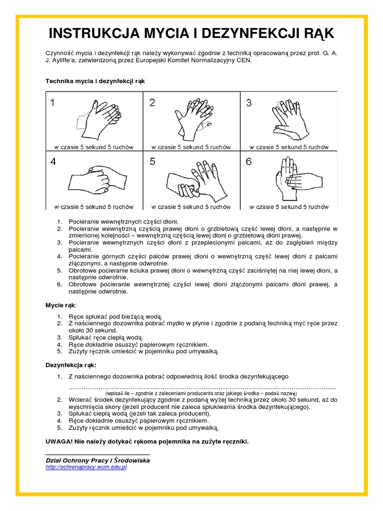 Instrukcja Mycia I Dezynfekcji Rak | PDF