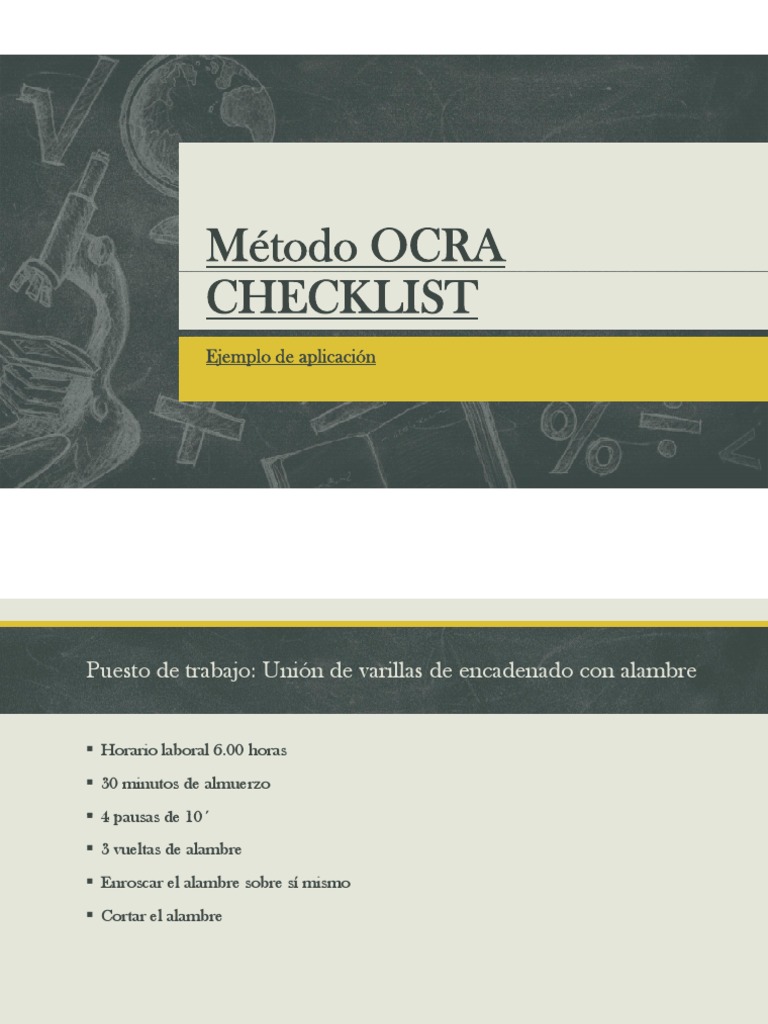 Método OCRA CHECKLIST Corregido PP | PDF