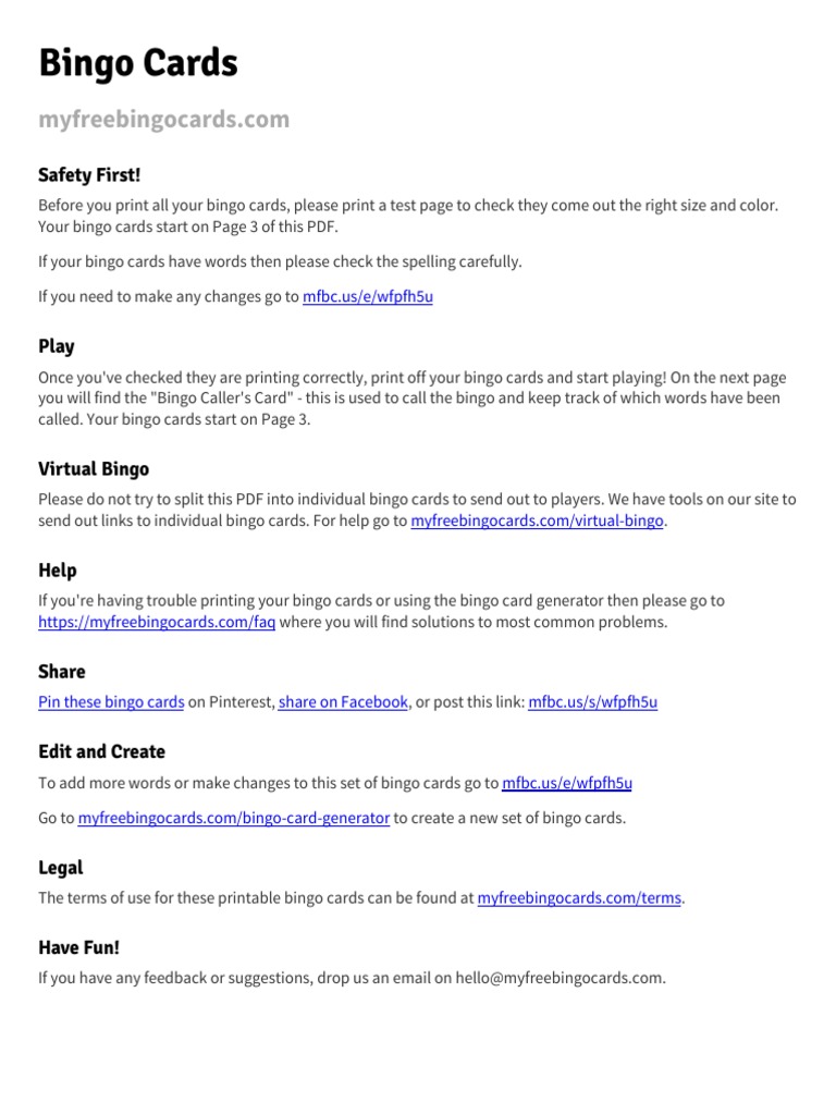 Bingo Present Cards | PDF