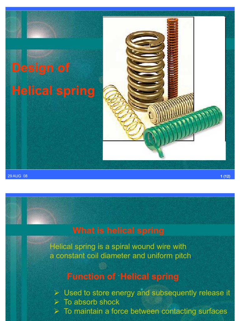Design of Helical Spring | PDF | Wire | Young's Modulus