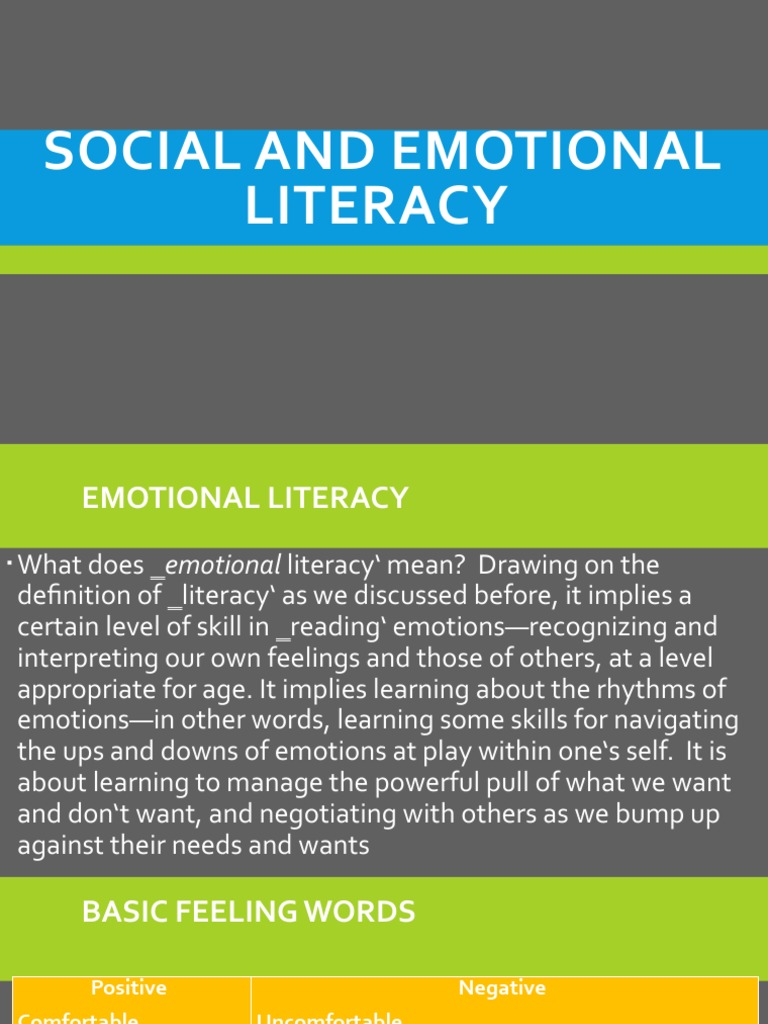 Week 7 Emotional Lit | PDF | Emotions | Social Skills