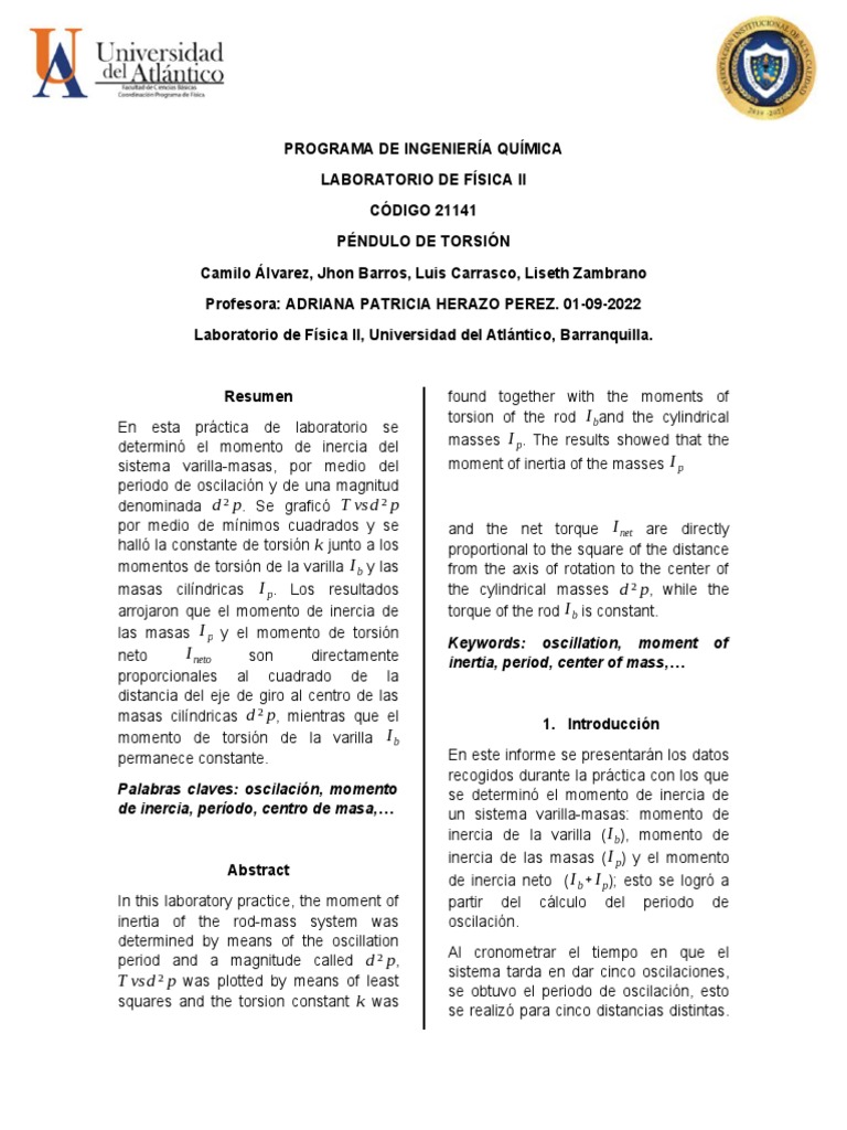 Péndulo Torsión | PDF | Péndulo | Fenómenos Periódicos