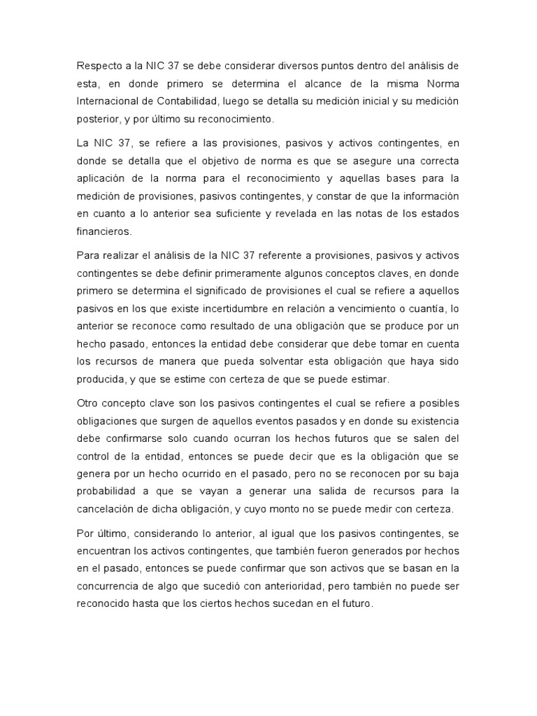 Nic 37 | PDF | normas internacionales de INFORMACION FINANCIERA | Economias