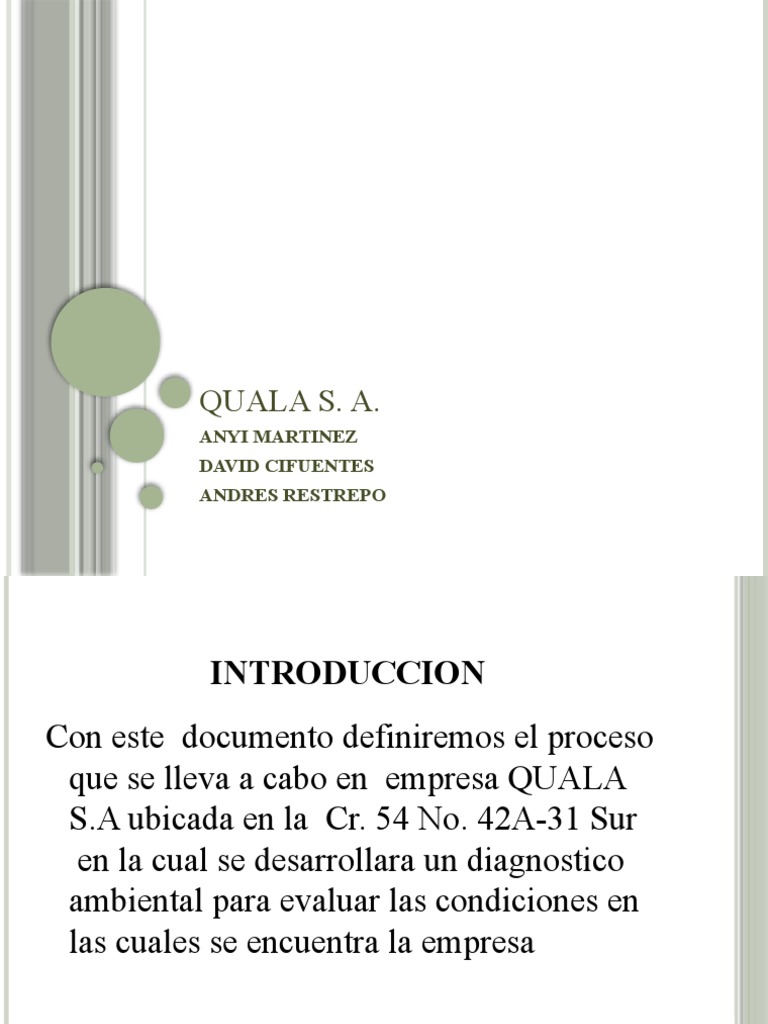 Diagnóstico Ambiental de QUALA S.A. | PDF | Economias | Business